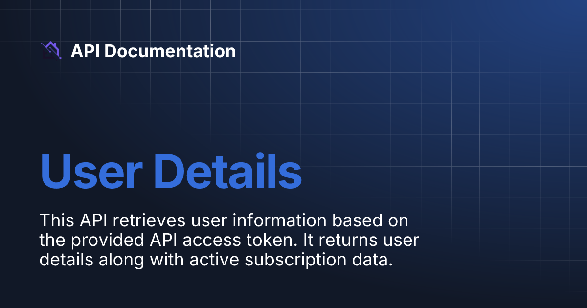 User Details | API Documentation